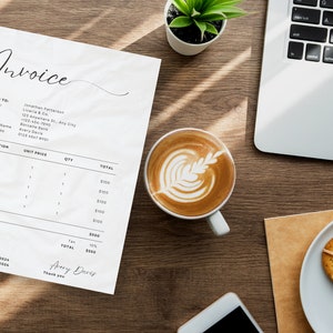 Beige Aesthetic Simple Invoice, Invoice Template Editable Small ...