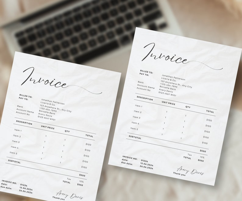 Beige Aesthetic Simple Invoice, Invoice Template Editable Small ...