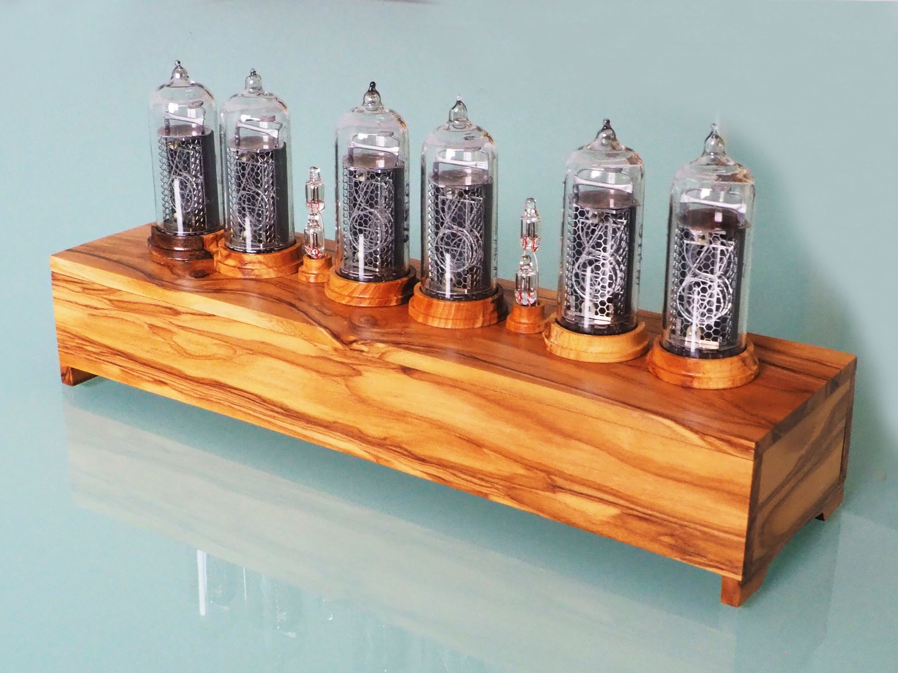 Nixie-clock IN14 IN-14 Valve Clock in Olive Wood - Etsy