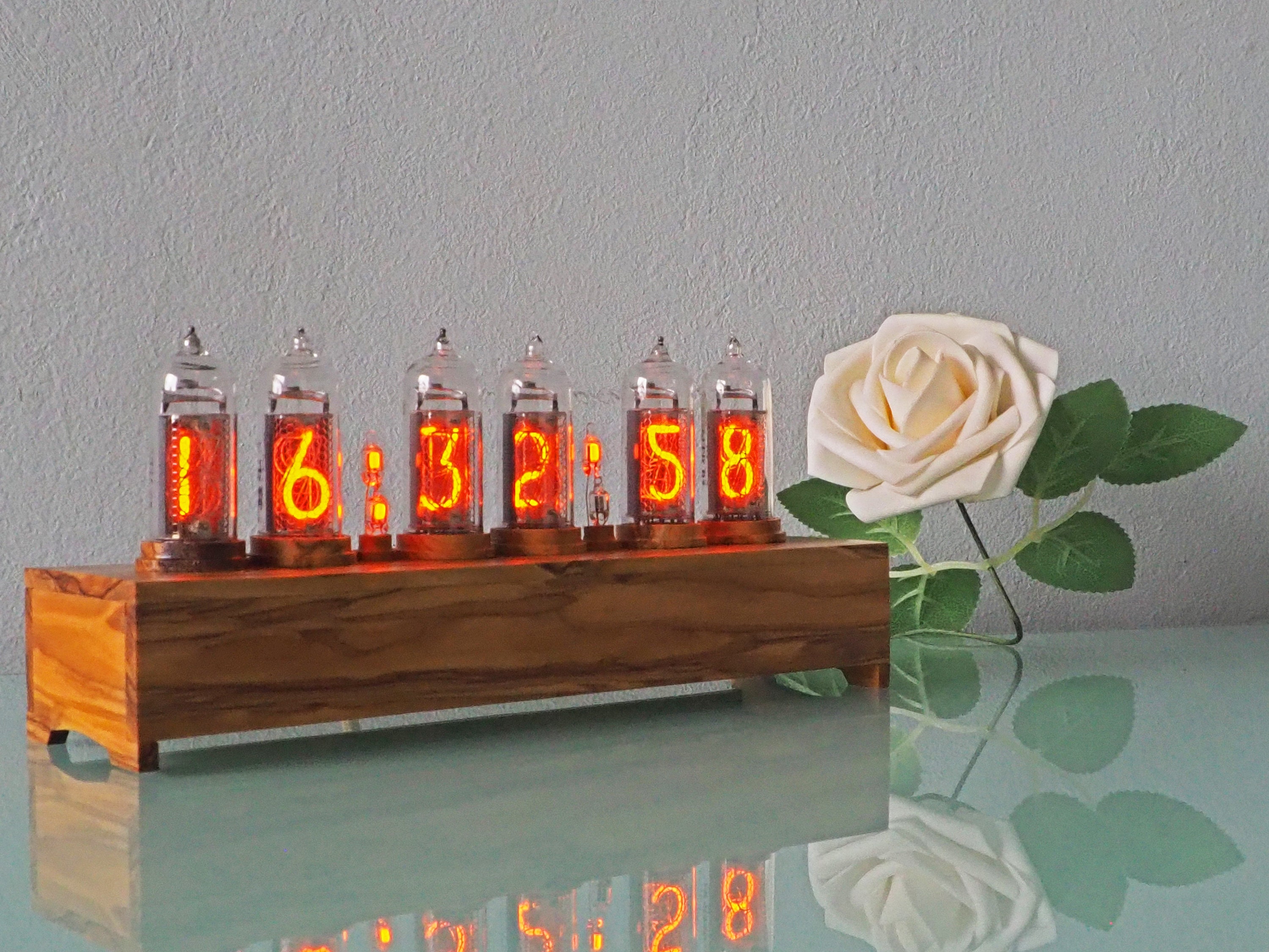 Nixie-clock IN14 IN-14 Valve Clock in Olive Wood - Etsy