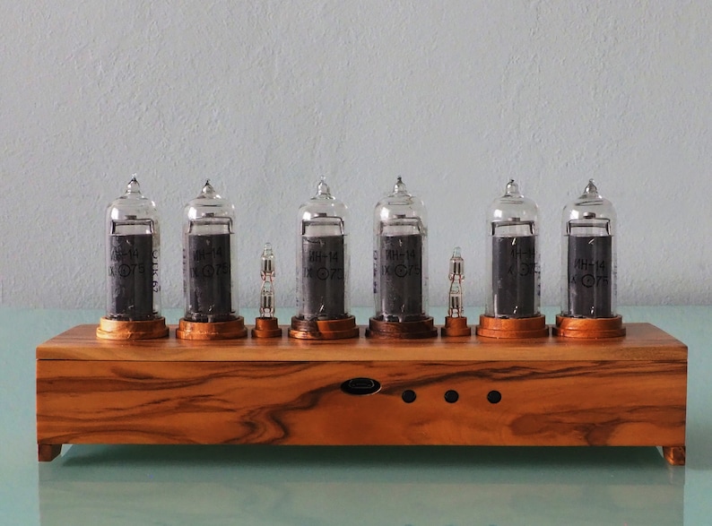 Nixie-clock IN14 IN-14 Valve Clock in Olive Wood - Etsy UK