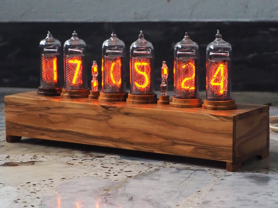Nixie-clock IN14 IN-14 Valve Clock in Olive Wood - Etsy UK
