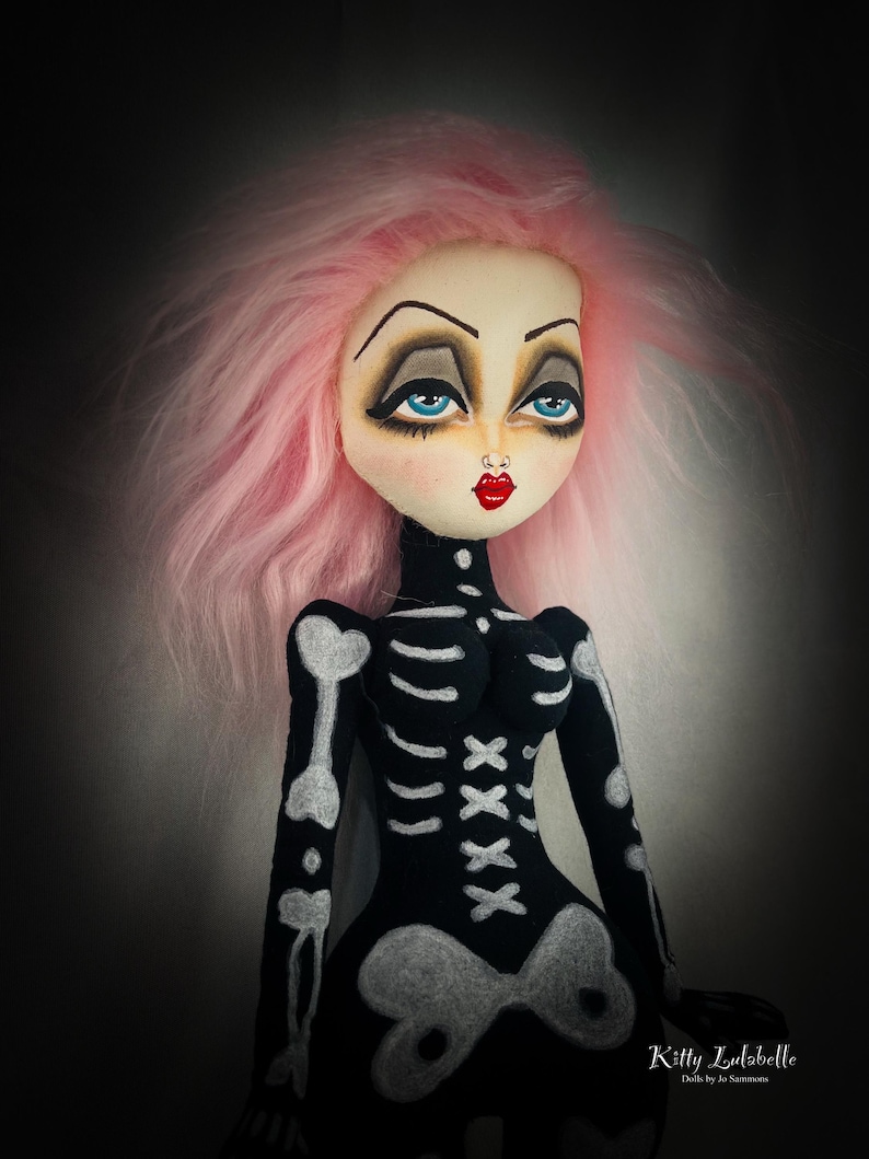 OOAK Skeleton Pin up Art Doll: Handmade Halloween Style Cloth Doll - Etsy