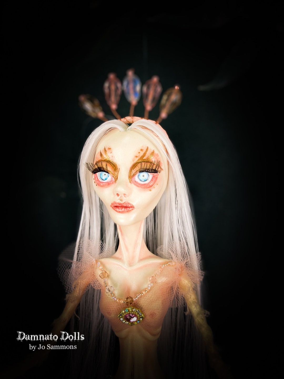 OOAK Mermaid Art Doll: Sculpted Fabric & Clay, Beaded Crown - Etsy