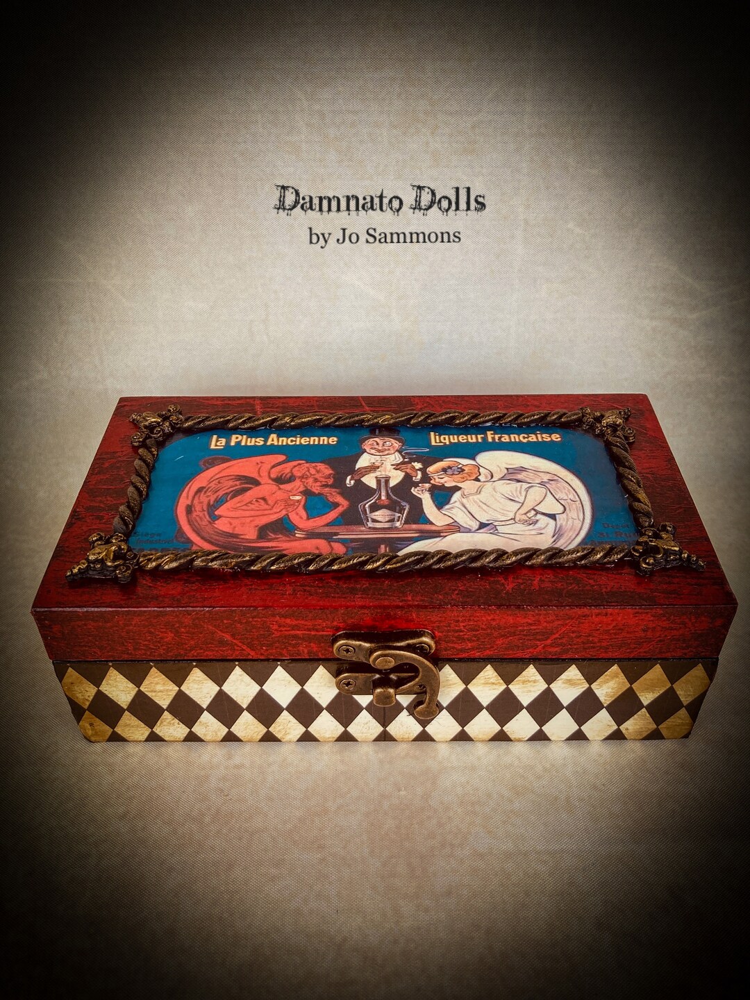 Vintage Style Decoupage Jewellery Box, Memory Box, Keepsake Box, Goth ...