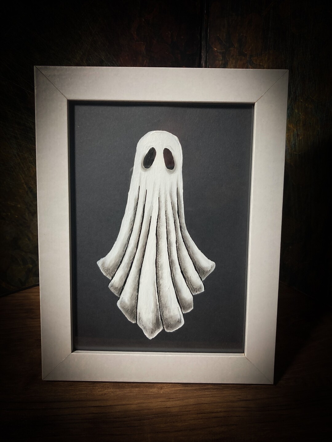 Ghost Painting in White Frame, Ghoul, Spirit, Spooky Art, Halloween ...