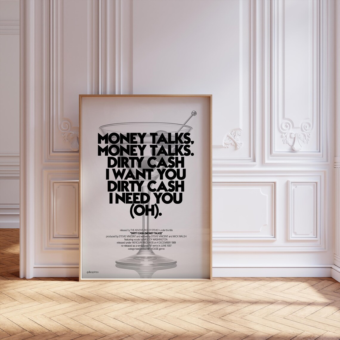 Dirty Cash Lyrics Print: House Music Poster, Disco Ball Wall Art - Etsy