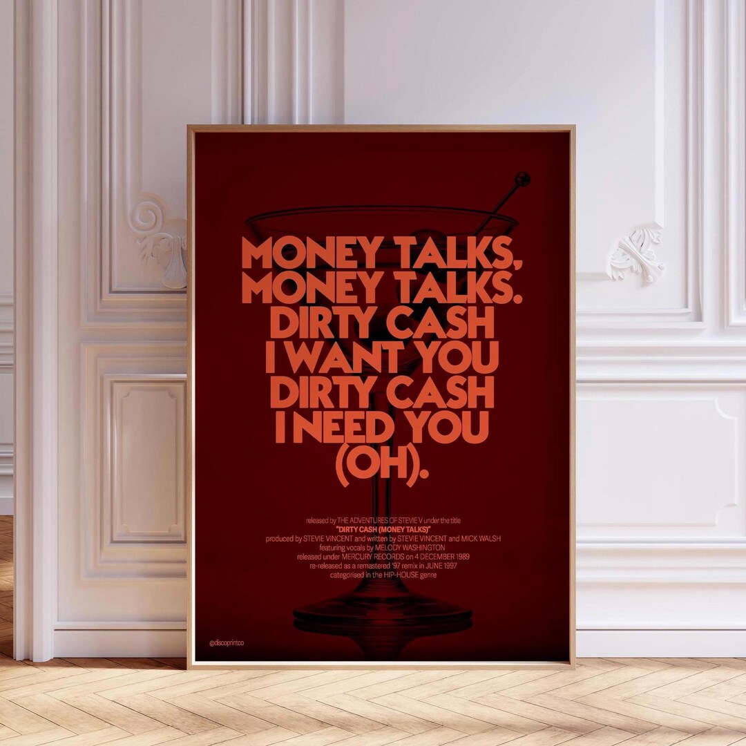Dirty Cash Lyrics Print: House Music Poster, Disco Ball Wall Art - Etsy