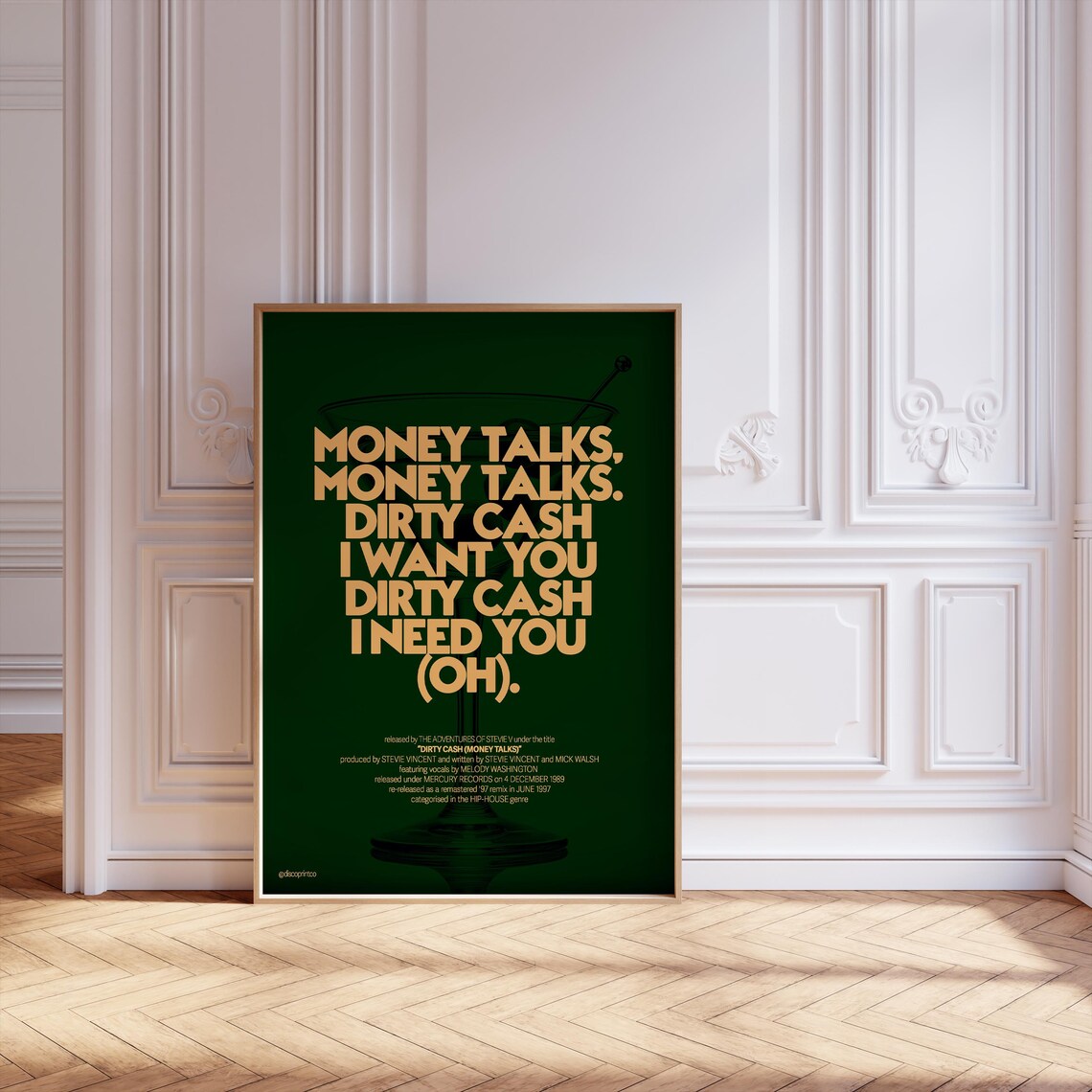 Dirty Cash Lyrics Print: House Music Poster, Disco Ball Wall Art - Etsy