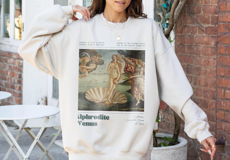Aphrodite Sweatshirt Venus Goddess Botticelli Birth of Venus Painting ...