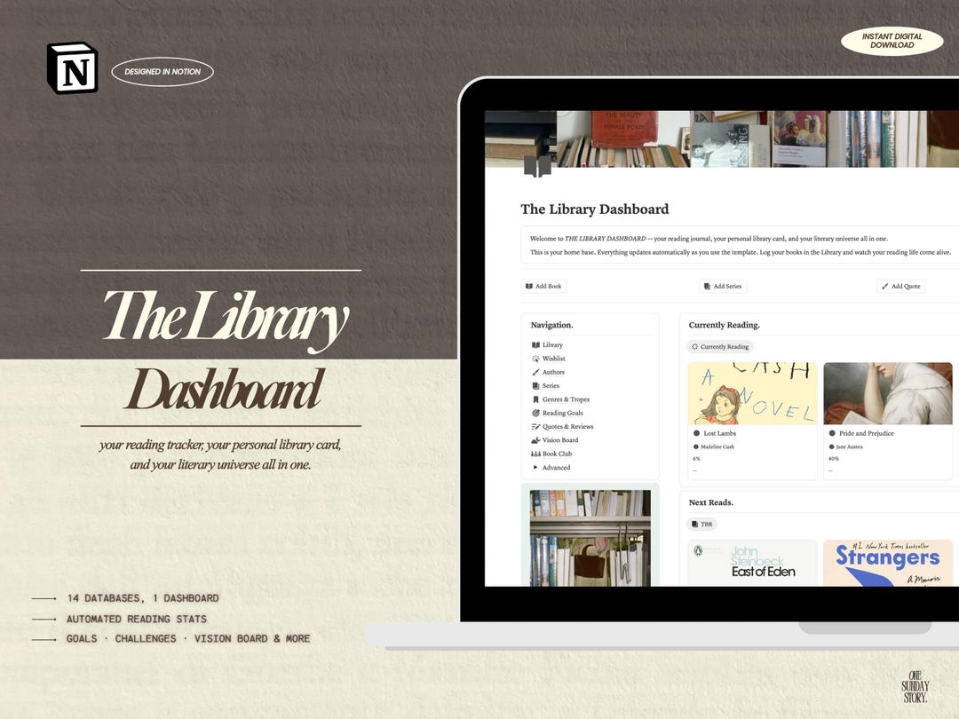 The Library Dashboard • Notion Reading Tracker Template Book Series ...