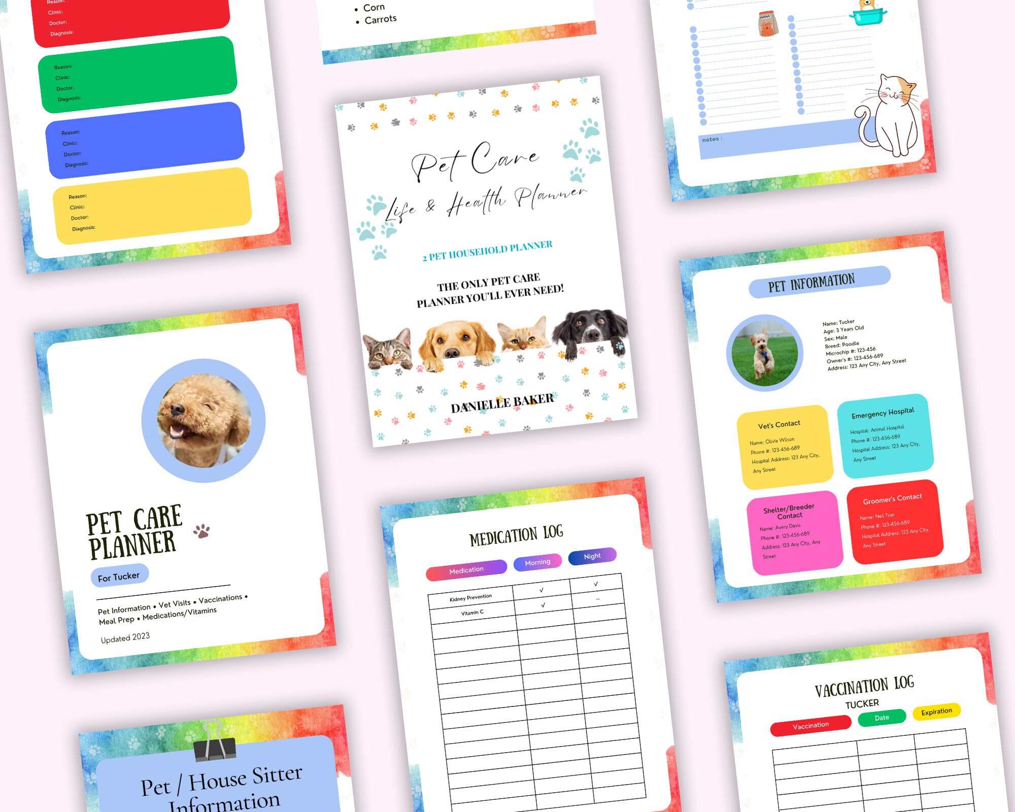 2 Pets Care Planner, Printable Pet Planner, Fillable Pet Planner, Pet ...