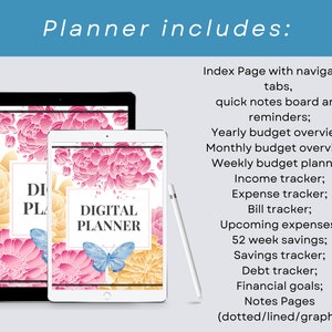 Digital Budget Planner, Digital Finance Planner, Digital Planner, Bi ...