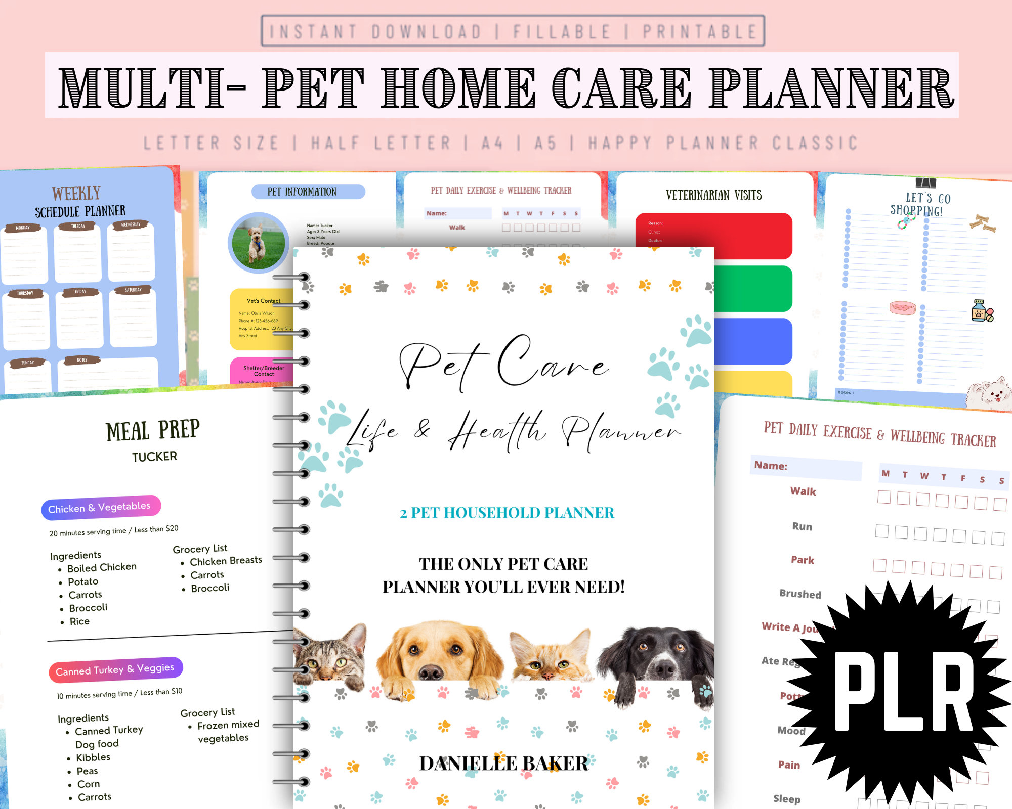 2 Pets Care Planner, Printable Pet Planner, Fillable Pet Planner, Pet ...