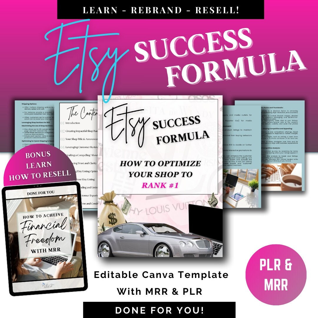 Etsy Success Formula Done for You Ebook/guide, With Master Resell Rights and Private Label ...