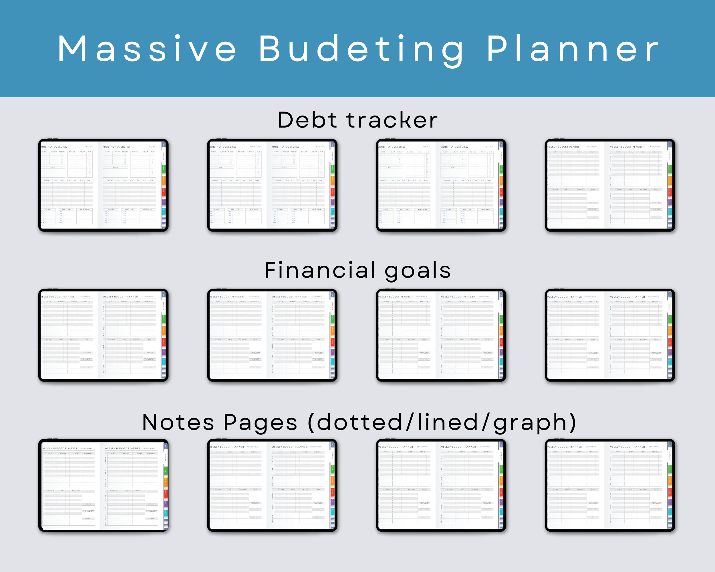 Digital Budget Planner, Digital Finance Planner, Digital Planner, Bi ...
