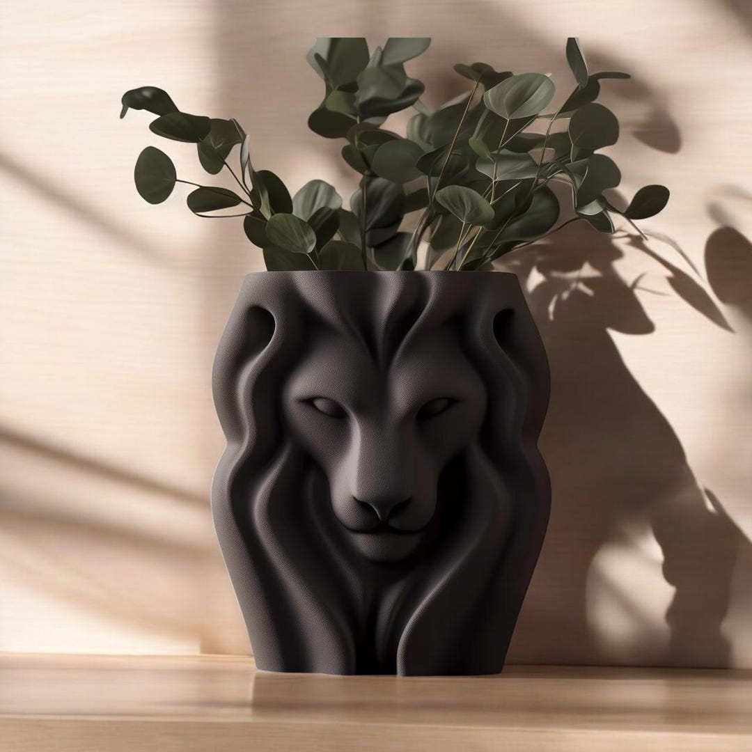 Lion Head Vase – 3D Printed Centerpiece, Bold Home Decor - Etsy