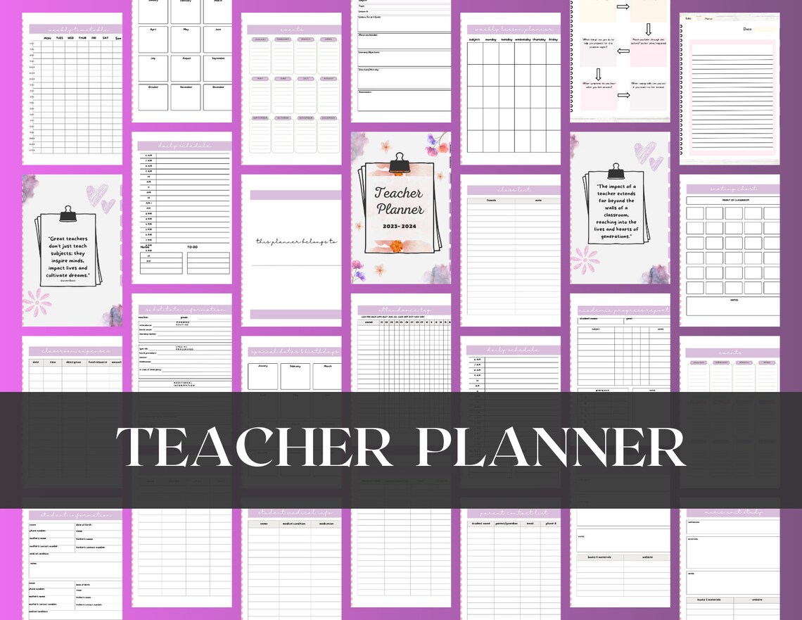 Teacher Printable Planner, Teacher Digital Planner, Undated Planner ...