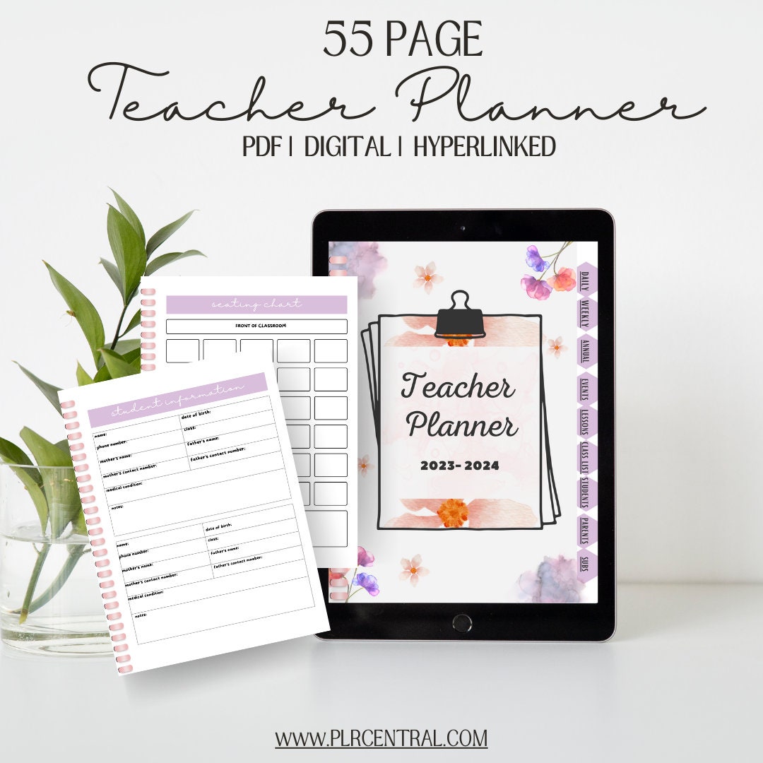 PLR RESELL Teacher Printable Planner, Teacher Digital Planner, Undated ...