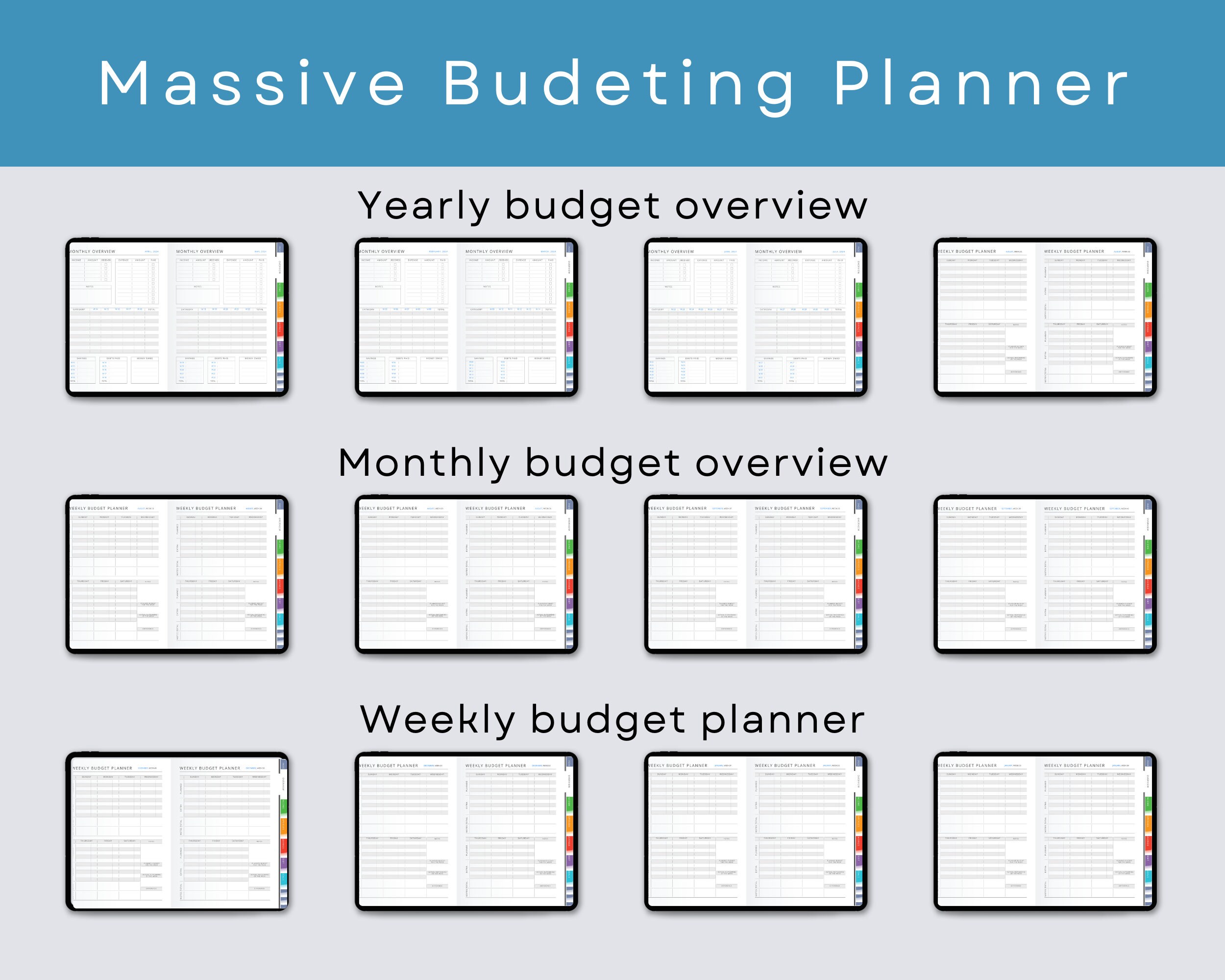 Digital Budget Planner, Digital Finance Planner, Digital Planner, Bi ...
