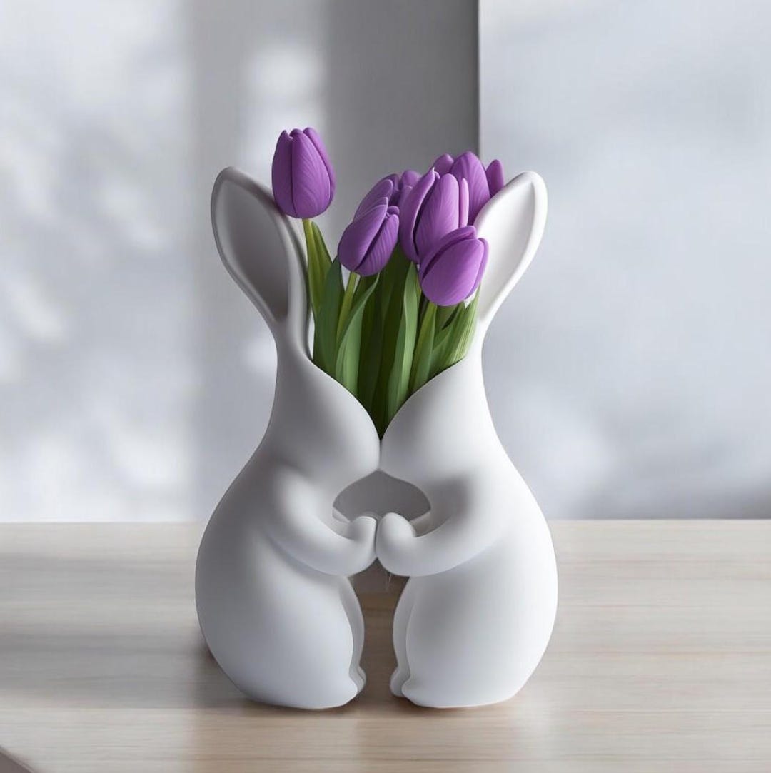 Bunny Love- Unique Decorative Vase for Home Decor - 3D Print ...