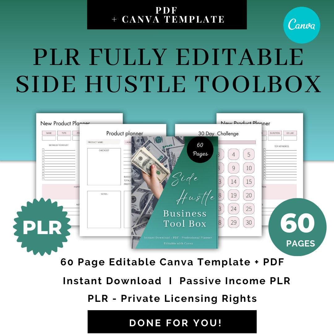 60 Page Side Hustle Book, Template, White Label, Money Book, Worksheets ...