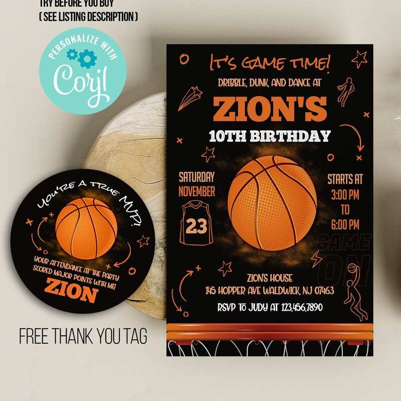 Basketball Birthday Invitations - Etsy