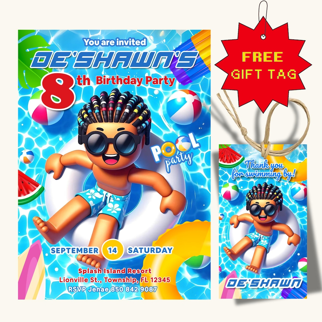 Roblox Pool Party Invitation, Roblox Pool Party Invite, Splash Party ...