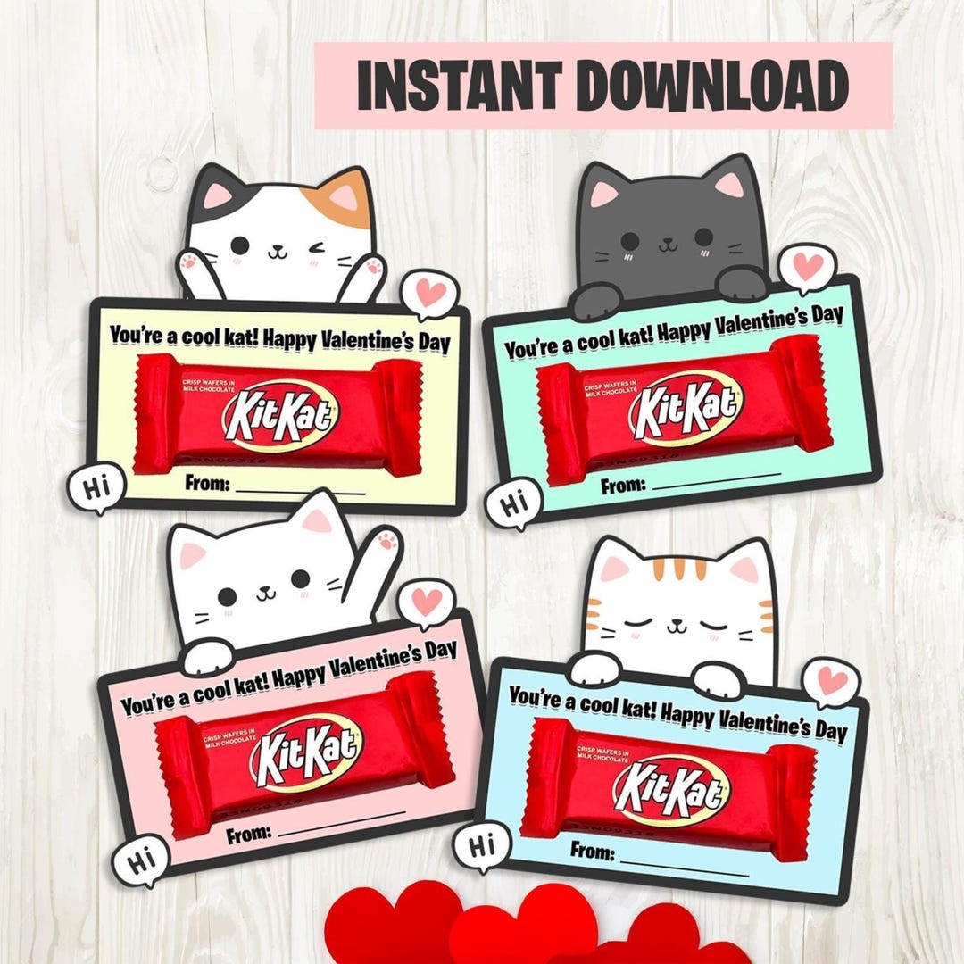 Classroom Valentine Gift for Kids, Kitkat Chocolate Valentines Tag ...