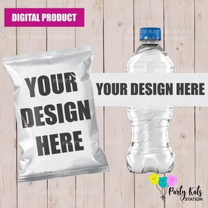Custom Party Labels Bundle, Custom Chip Bag Label, Custom Water Bottle ...