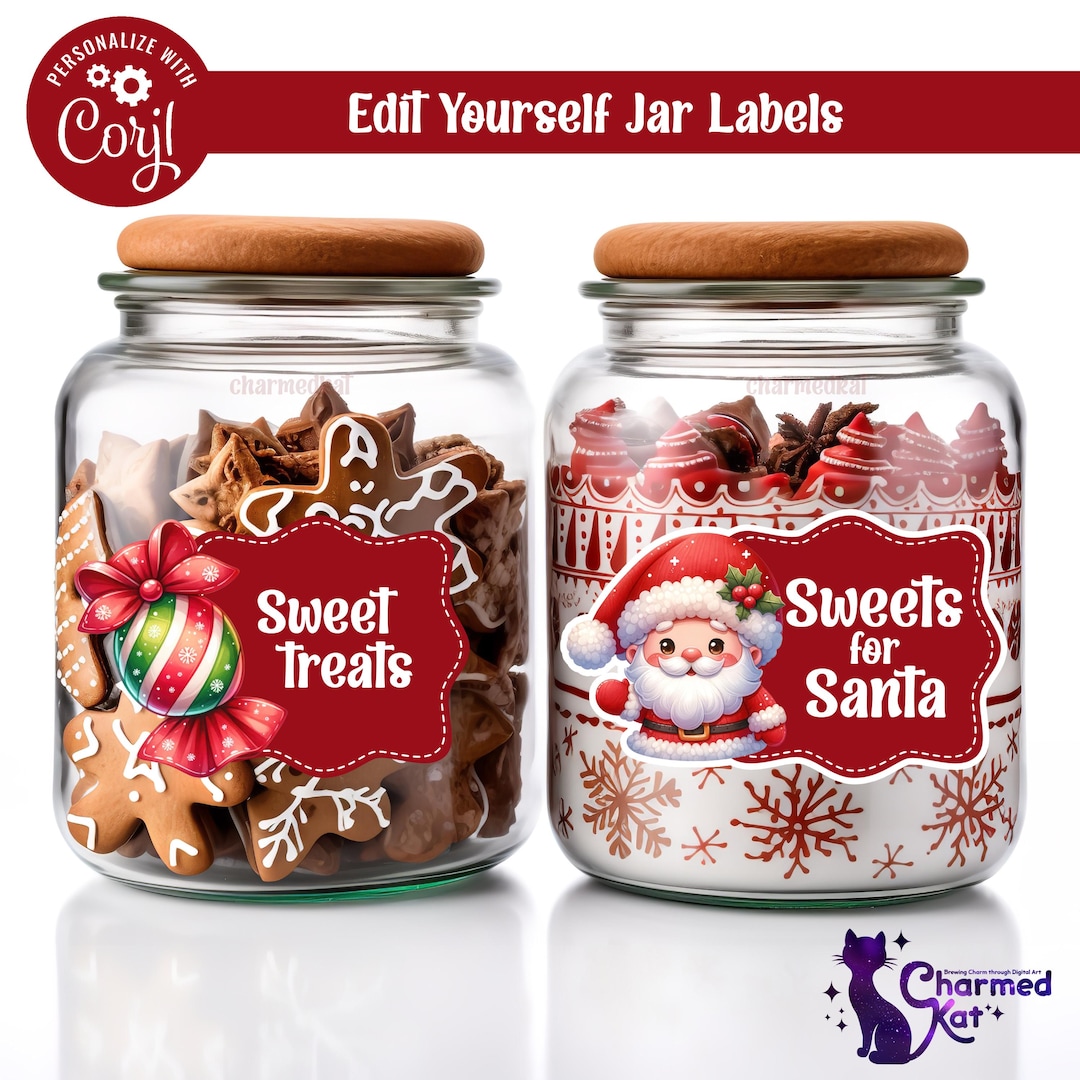 Christmas Labels, Custom Holiday Labels, Personalized Christmas Jar ...