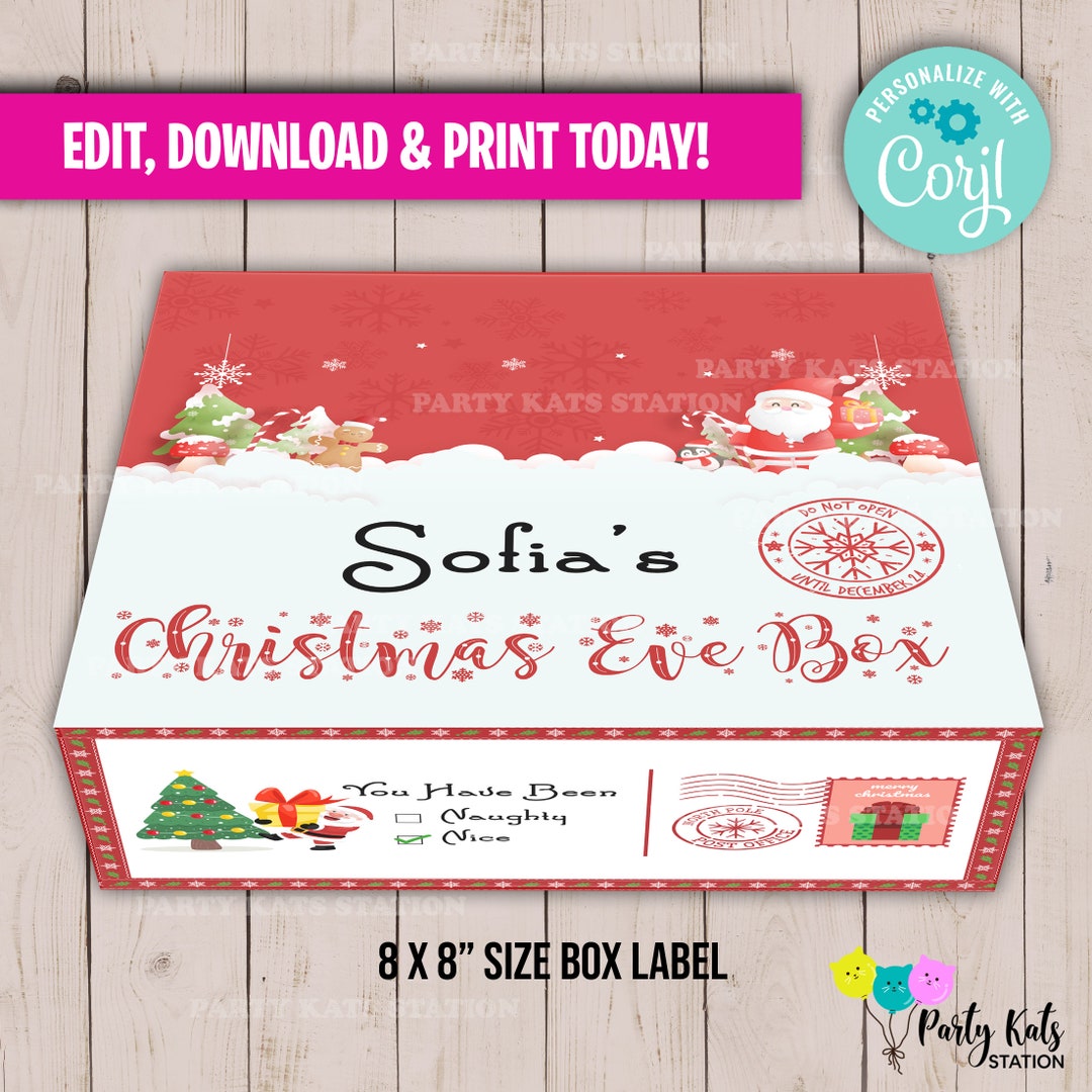 Christmas Gift Box Label, Christmas Eve Box Label, Christmas Box Label ...
