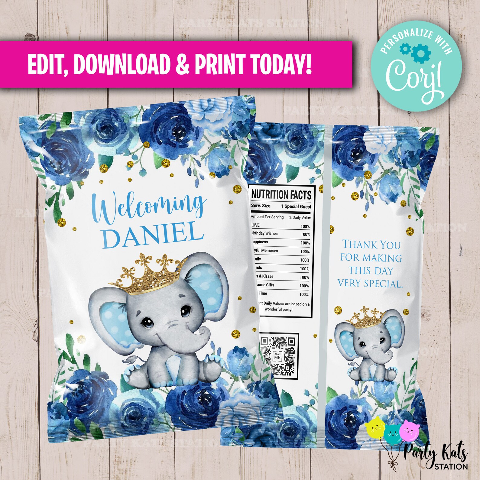 Elephant Baby Shower Favors Baby Shower Chip Bag Cutie Baby - Etsy