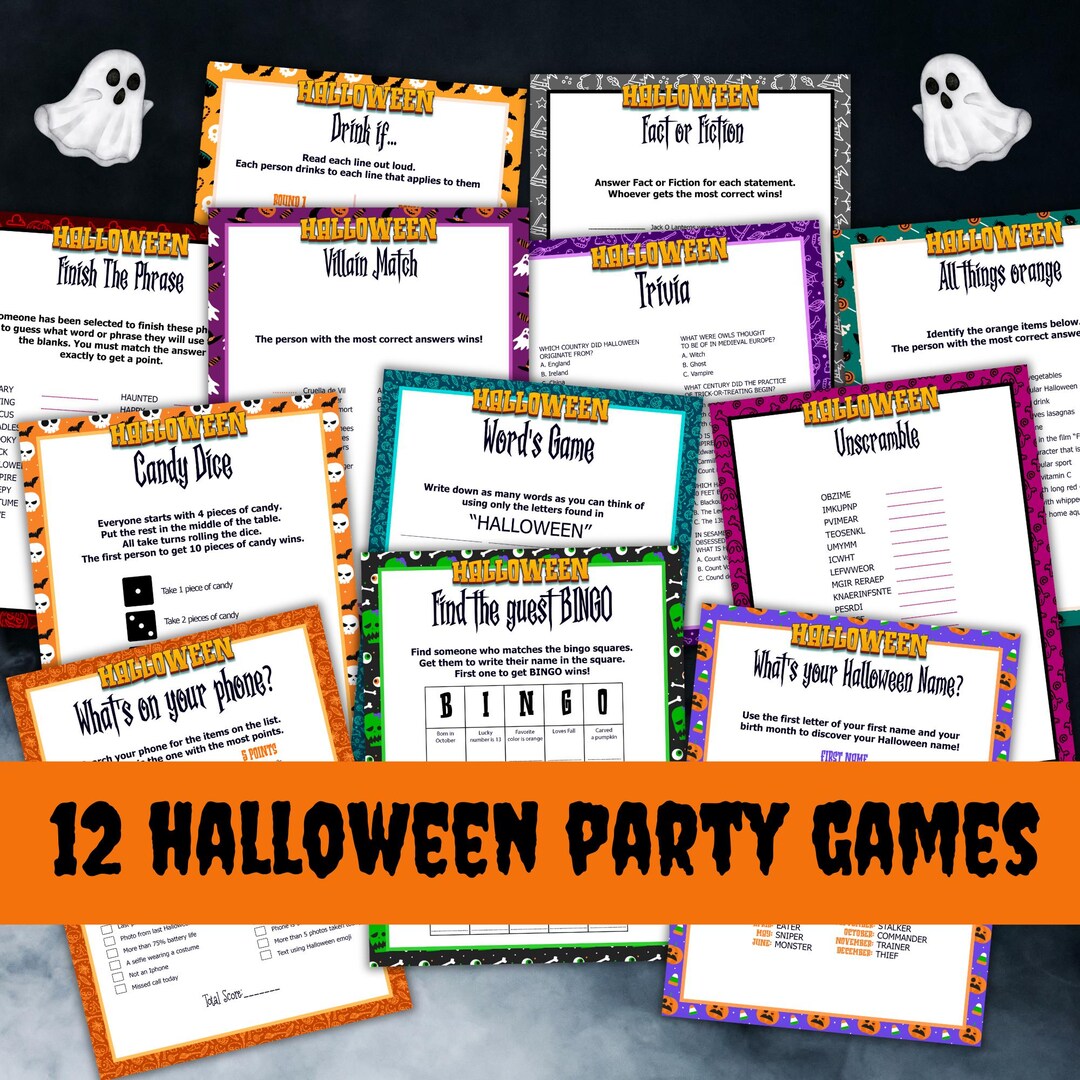 Halloween Printable Game Bundle, Halloween Party Games, Halloween Games ...