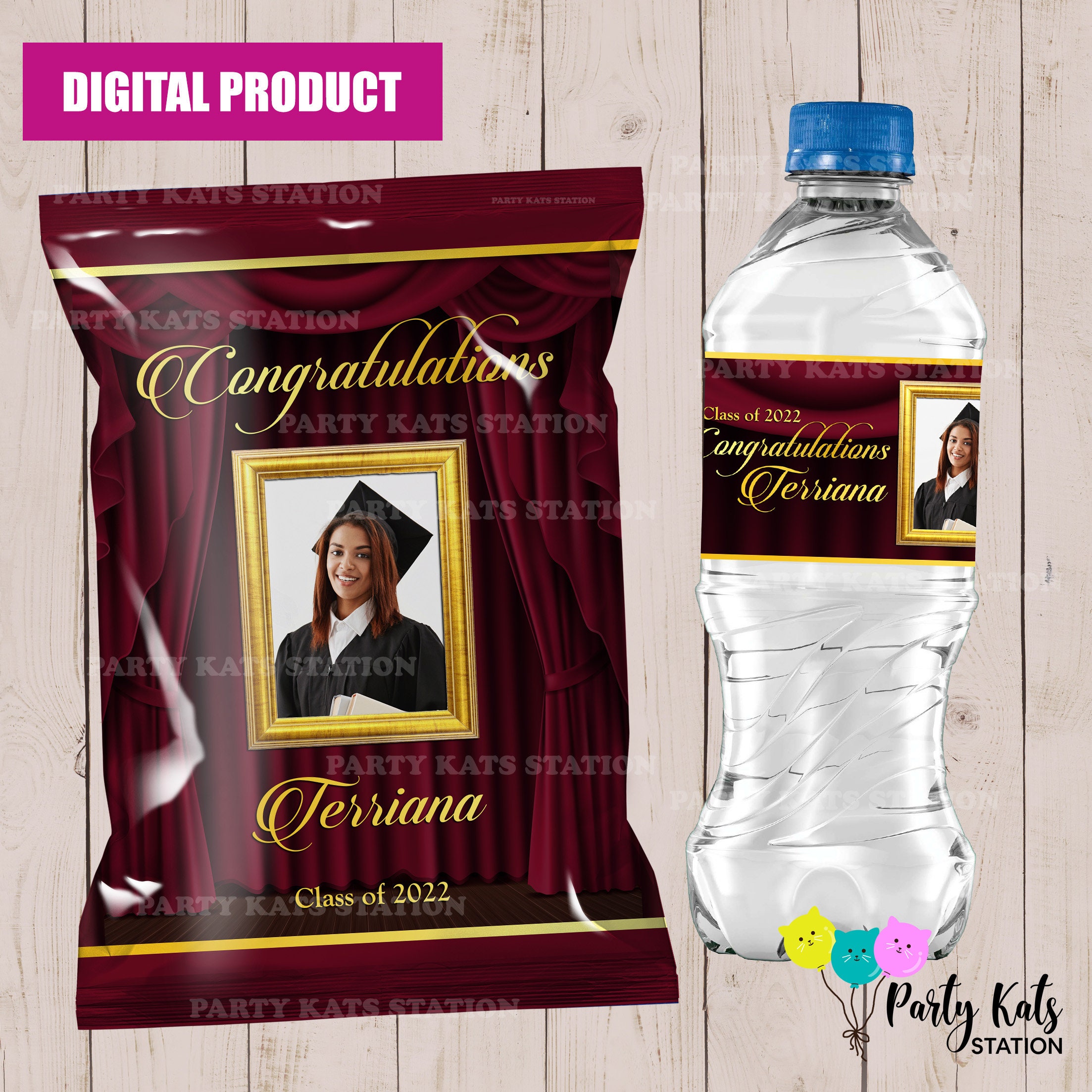 Custom Graduation Package Graduation Chip Bag and Water | Etsy