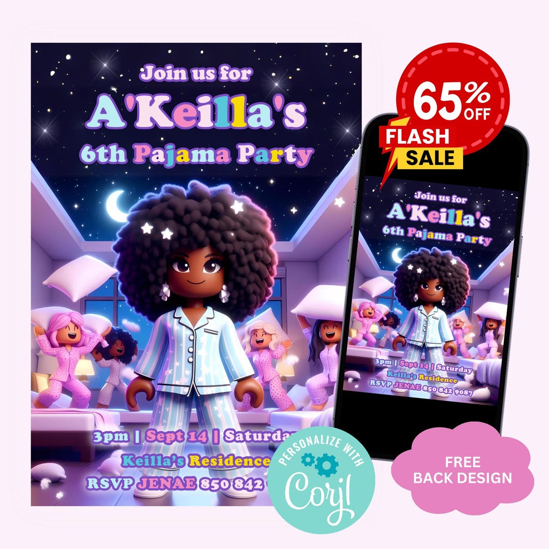 Roblox Sleepover Invitation, Slumber Party Invitation, Roblox Birthday ...