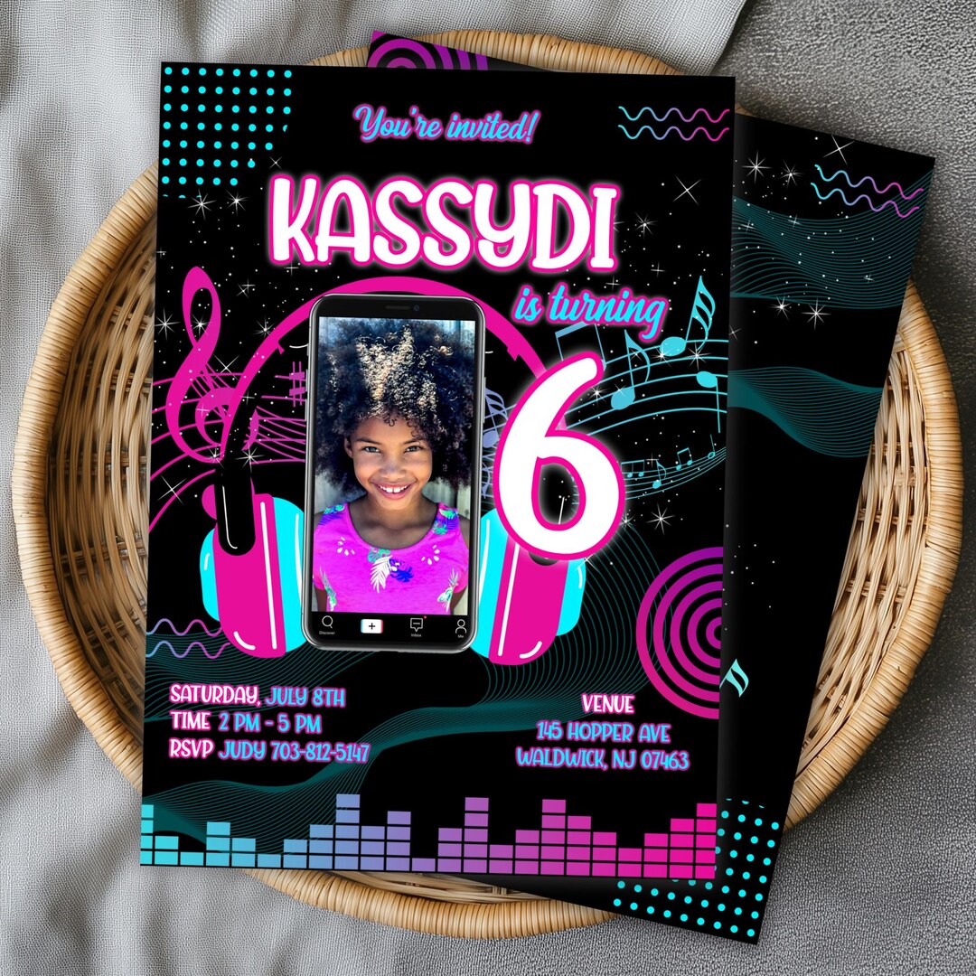Tiktok Invitation, Tik Tok Invite, Tiktok Birthday Girl, Tiktok First ...