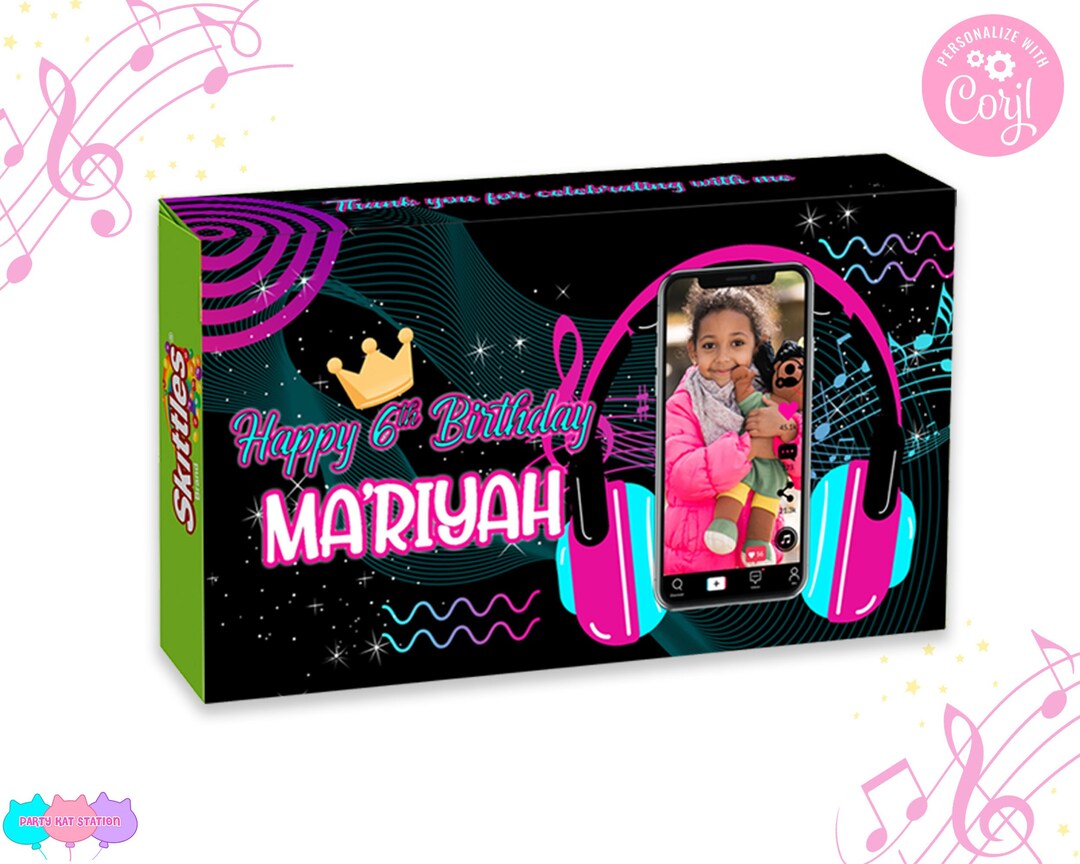 Tiktok Rainbow Candy Theater Box Label Tik Tok Candy Box Label Musical ...