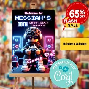 Roblox Birthday Welcome Sign, Kids Roblox Birthday Party Board, Gamer ...