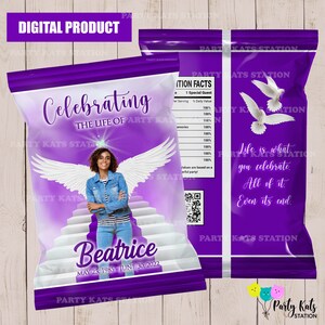 Chip Bag Template of Celebration of Life, Memorial Party Favors ...