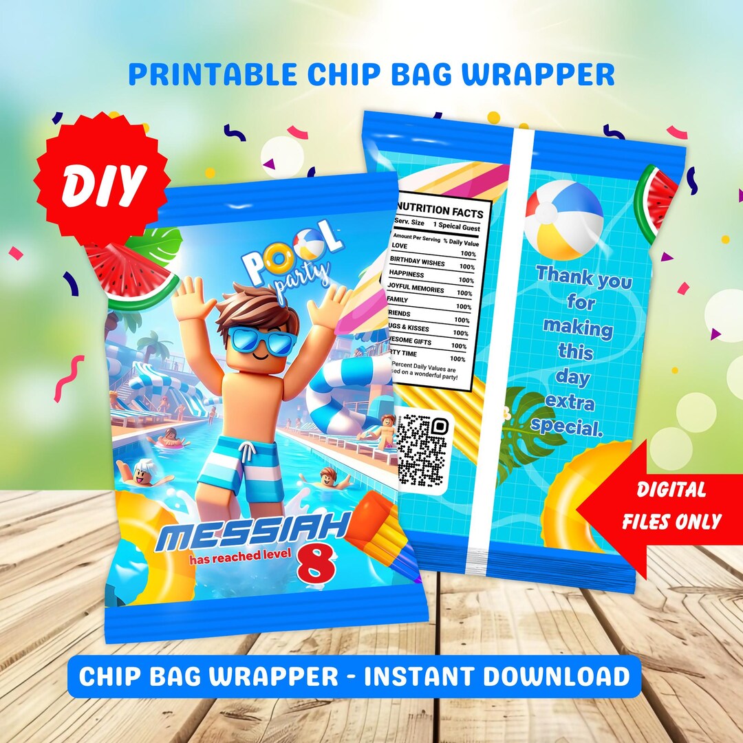 Pool Party Chip Bag Wrapper, Splash Party Favor for Boys Birthday ...