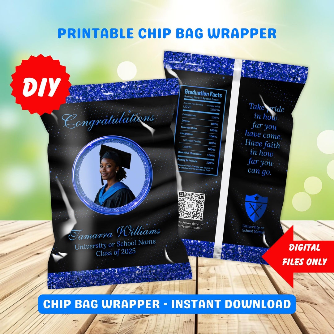 Graduation Chip Bag Wrapper, Class of 2025 Party Favor, Graduate Chip ...