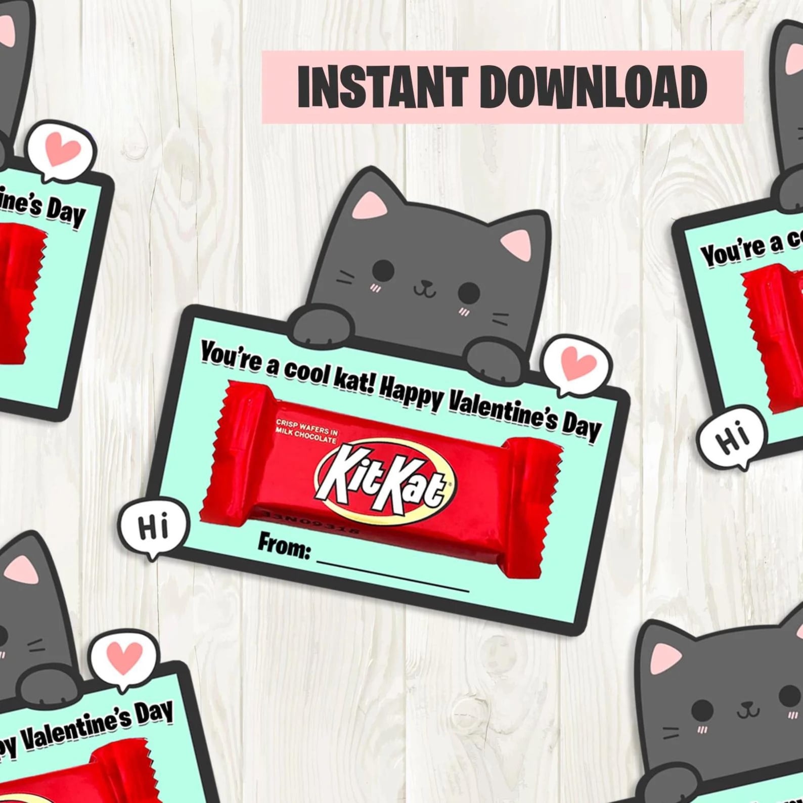 Classroom Valentine Gift for Kids, Kitkat Chocolate Valentines Tag ...
