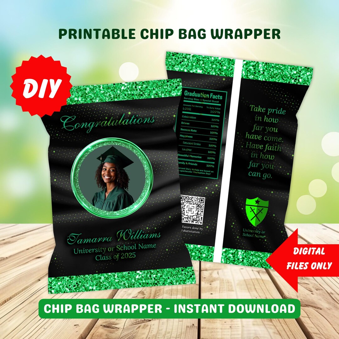 Graduation Chip Bag Wrapper, Class of 2025 Party Favor, Graduate Chip ...