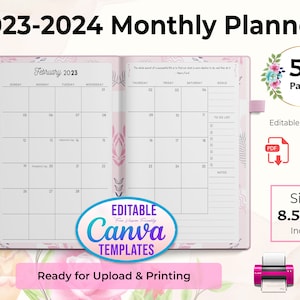 2023-2024 Monthly Planner CANVA Template / Dated Planner / Kdp ...