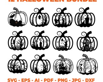 Creepy Halloween SVG Bundle: Pumpkins, Bats, Cats (laser Cut File) - Etsy