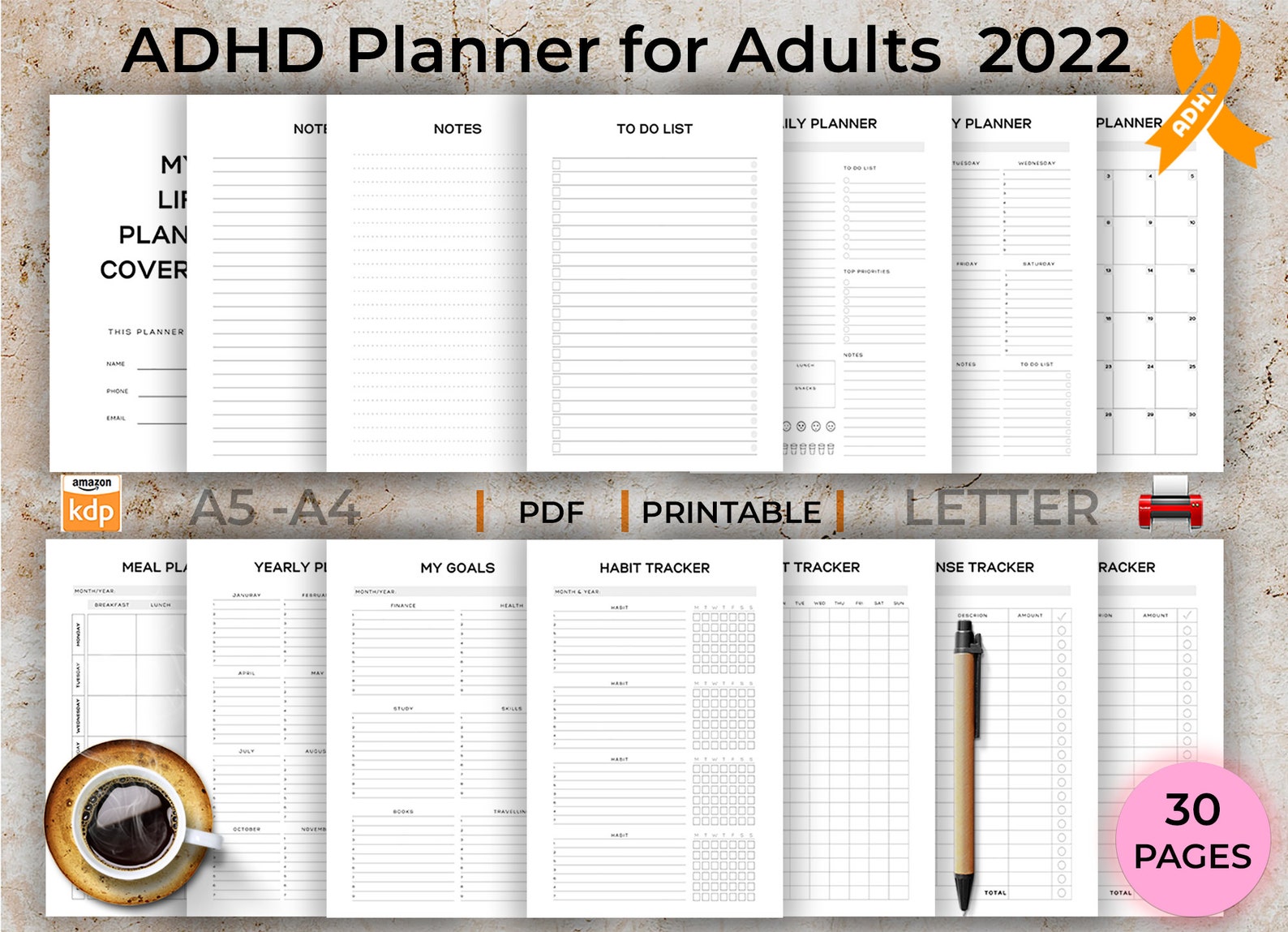 ADHD Planner Adult - Printable ADHD Planner for Work, Adhd Organization ...