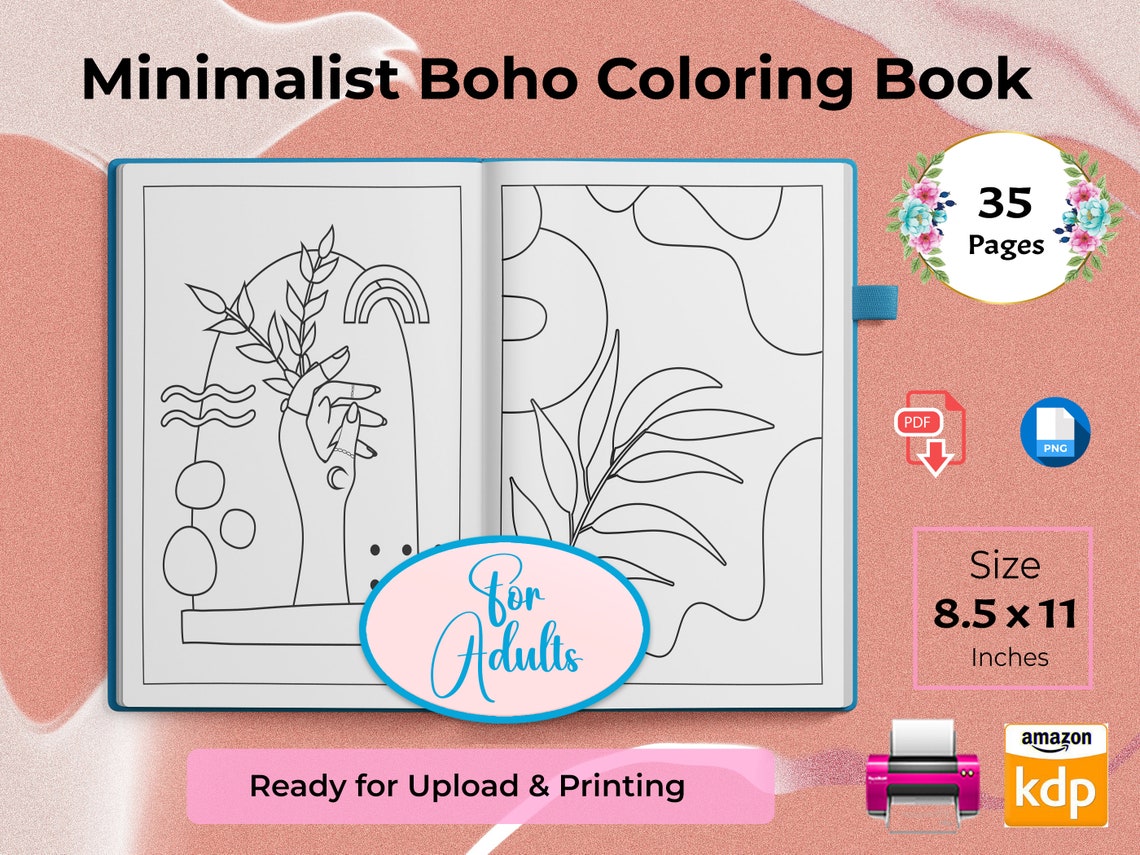 Minimalist Boho Coloring Book for Adults 2023 - Etsy