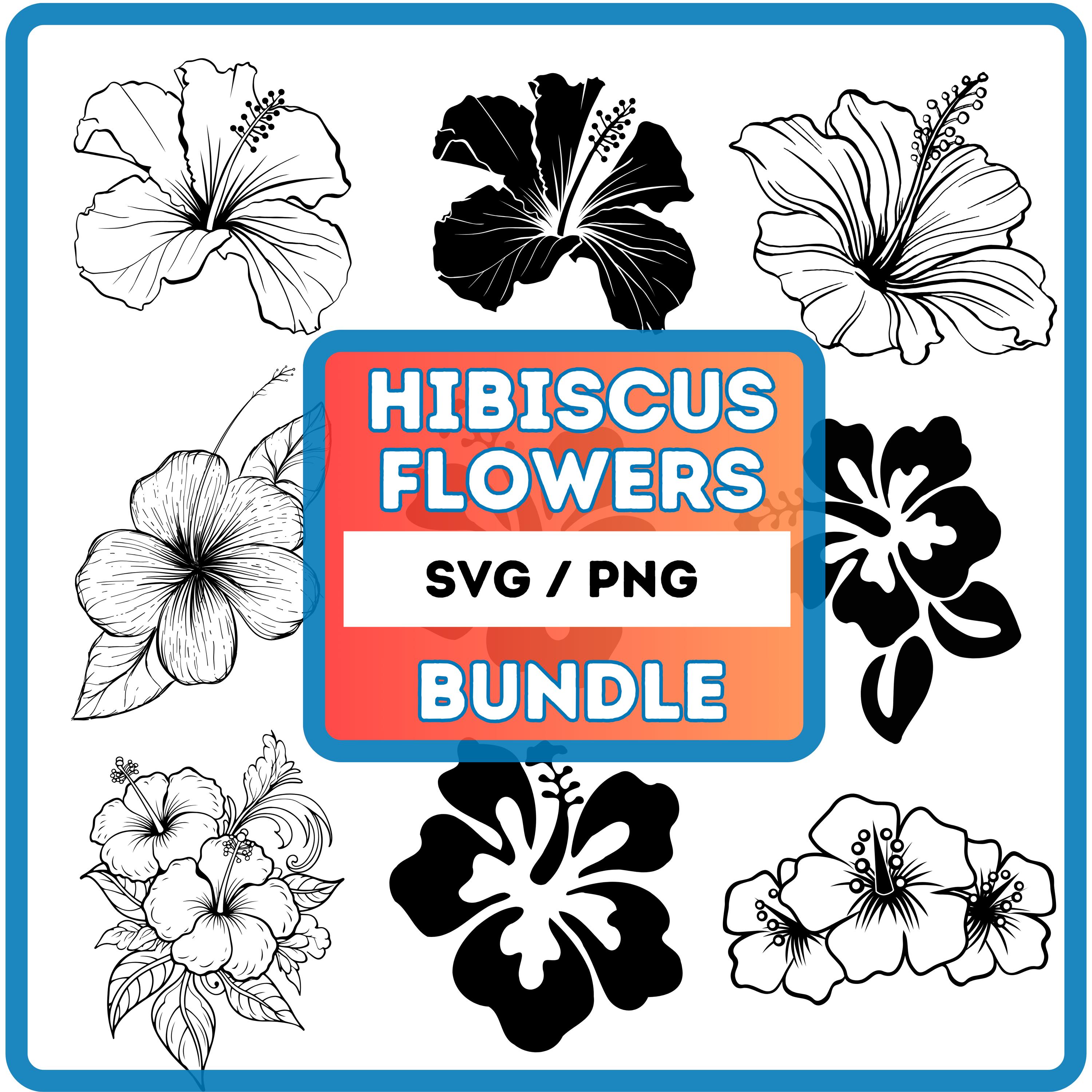 Hibiscus Flower SVG PNG Bundle: Tropical Floral Designs (digital ...