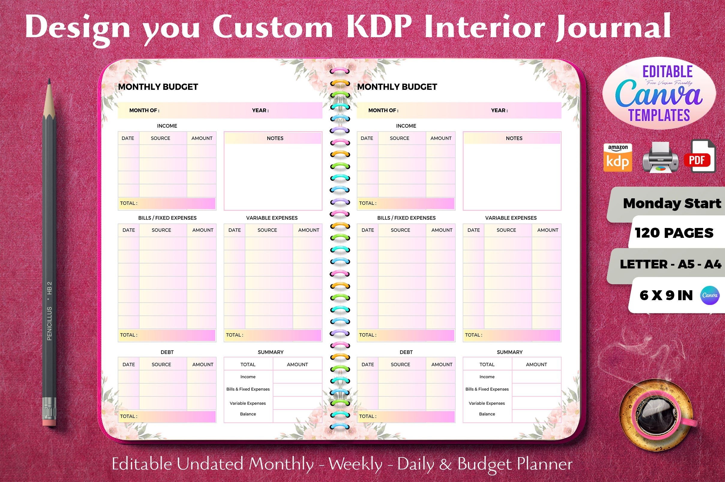 Design Your Custom KDP Log Book / Journal / Tracker/ Planner Interior ...